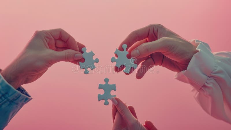 The Hands Holding Puzzle Pieces. AI Generated Stock Illustration ...