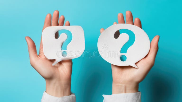 The Hands Holding Question Marks Symbolize Curiosity and Communication ...