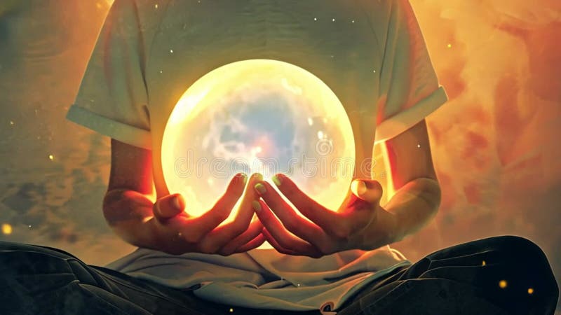 Hands Holding a Radiant Sphere of Emotions Stock Footage - Video of ...