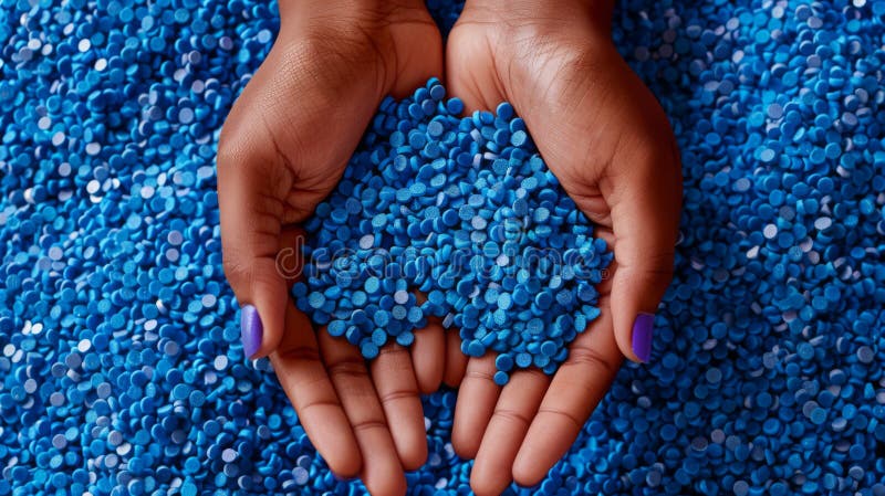 Hands Holding Recycled Plastic Pellets. AI Generated Stock Image ...