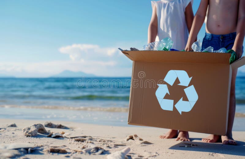 Hands Holding a Recycling Box Filled with Various Recyclable Items on ...