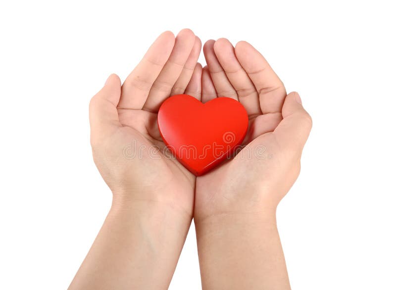 Hands Holding Red Heart Shape Stock Image - Image of hands, background ...