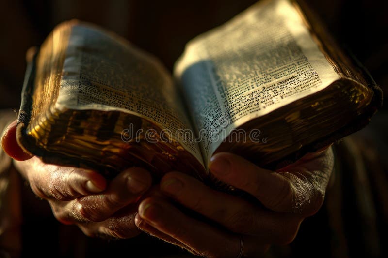 Hands Holding a Religious Scripture or Holy Book in a Closeup Shot ...