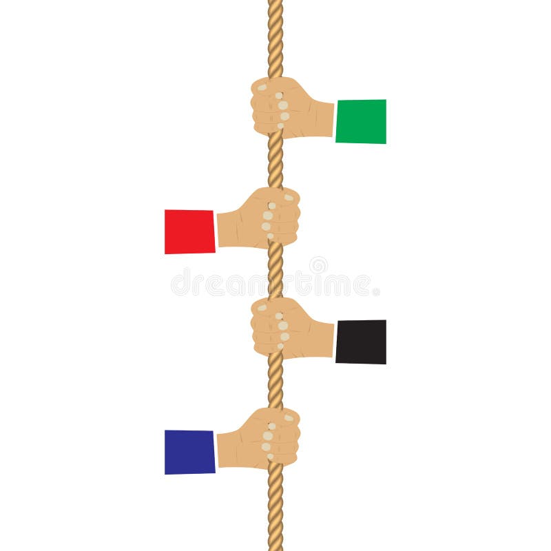 Hands holding a rope. stock vector. Illustration of success - 65627736