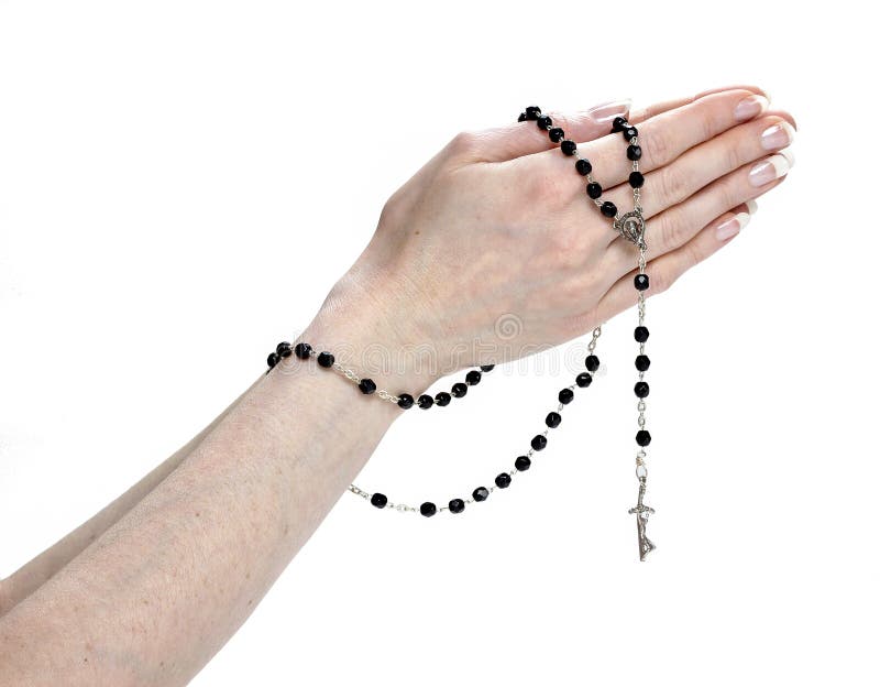 Hands Holding the Bible and Praying with a Rosary Stock Photo - Image ...