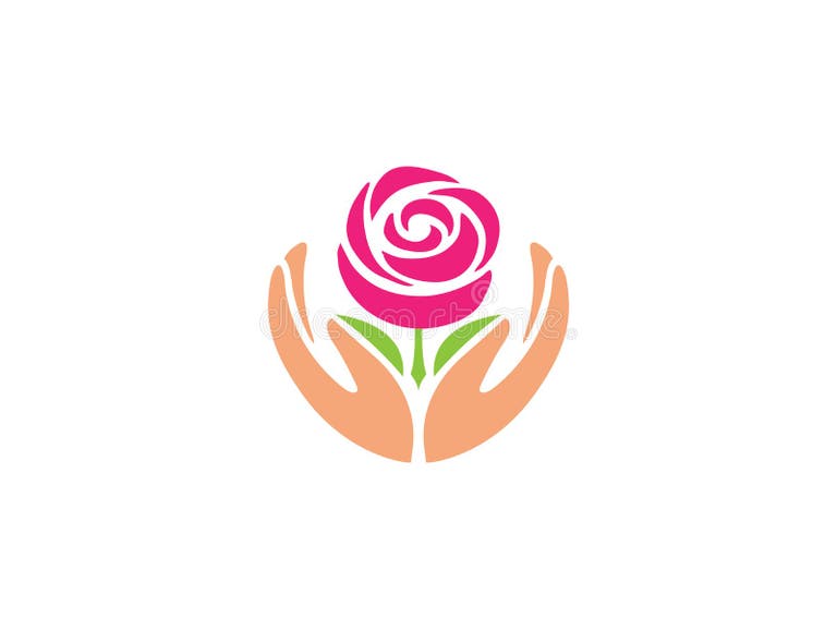 Hands Holding Rose for Logo Design Stock Illustration - Illustration of ...