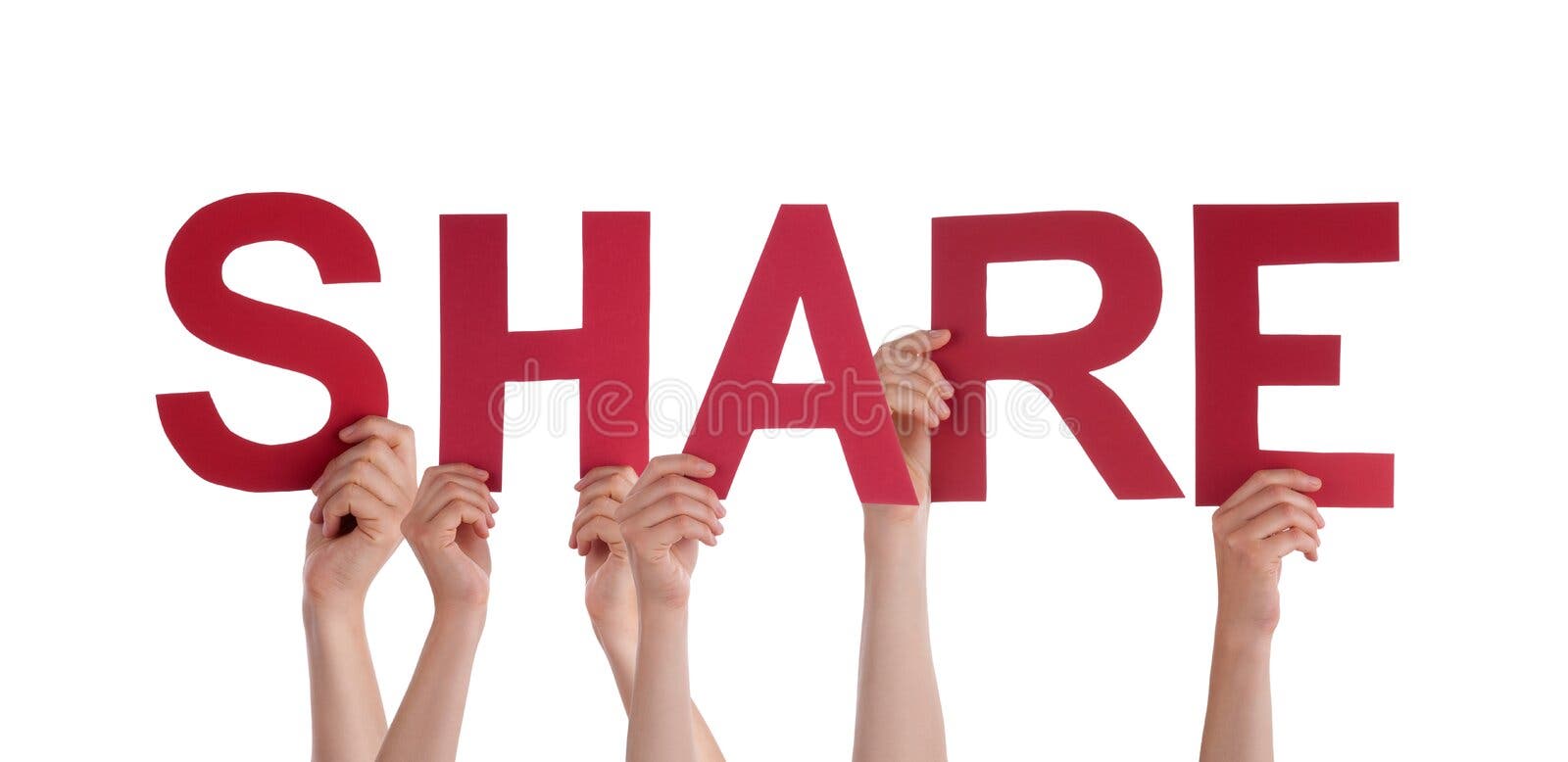 Multi-Ethnic Hands Holding the Word Sharing Stock Image - Image of ...