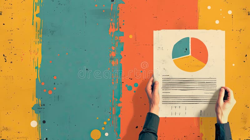 Hands Holding a Sheet of Business Analytics on an Abstract Background ...