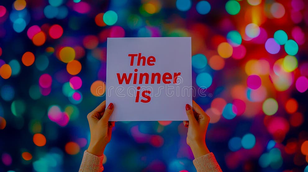 Hands Holding Sign Announcing Winner Stock Illustration - Illustration ...