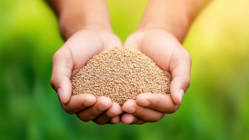 Hands Holding Small Brown Seeds Stock Illustration - Illustration of ...