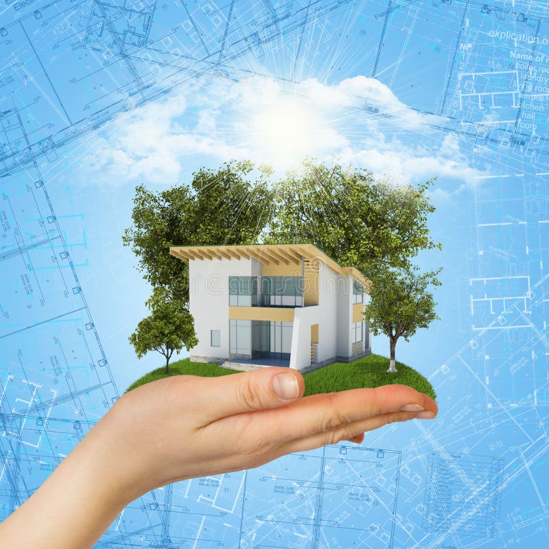 Architect Showing New House Project Stock Photo - Image of mobility ...