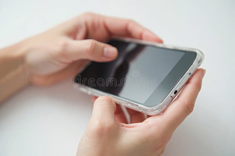 Hands Holding a Smartphone with a Blank Screen, Modern Technology ...