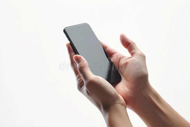 Hands Holding a Smartphone with a Blank Screen, Modern Technology ...