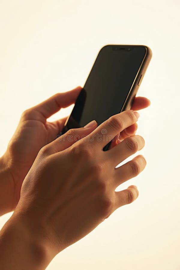 Hands Holding a Smartphone with a Blank Screen, Modern Technology ...