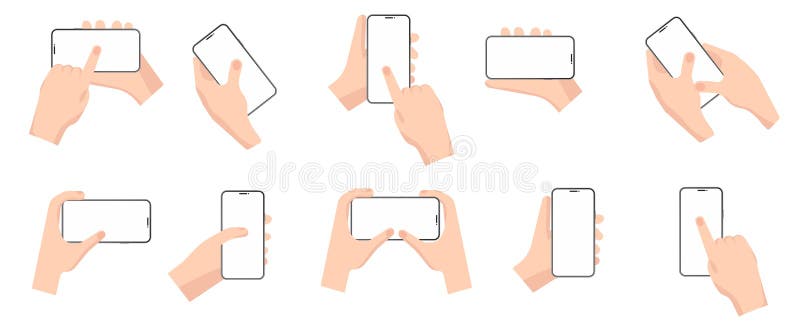 Hands Holding Smartphone Collection with Blank Screen. Phone with ...