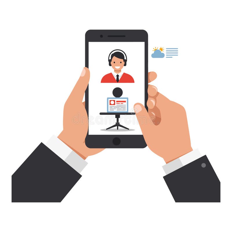 Hands Holding Smartphone Displaying Customer Service Representative ...