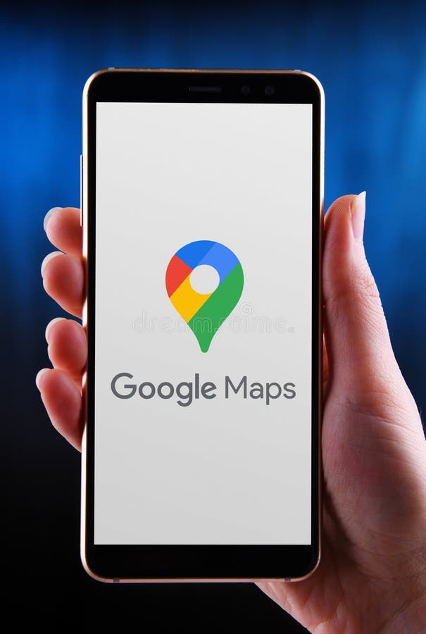 Hands Holding Smartphone Displaying Logo of Google Maps Editorial Stock ...
