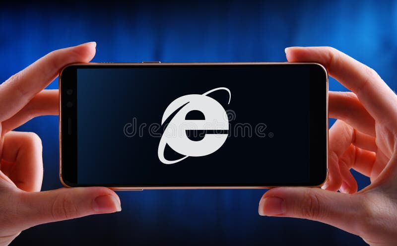 Hands Holding Smartphone Displaying Logo of Internet Explorer Editorial ...
