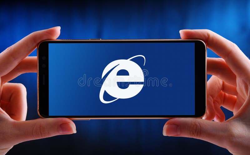 Hands Holding Smartphone Displaying Logo of Internet Explorer Editorial ...