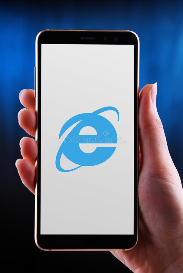 Hands Holding Smartphone Displaying Logo of Internet Explorer Editorial ...