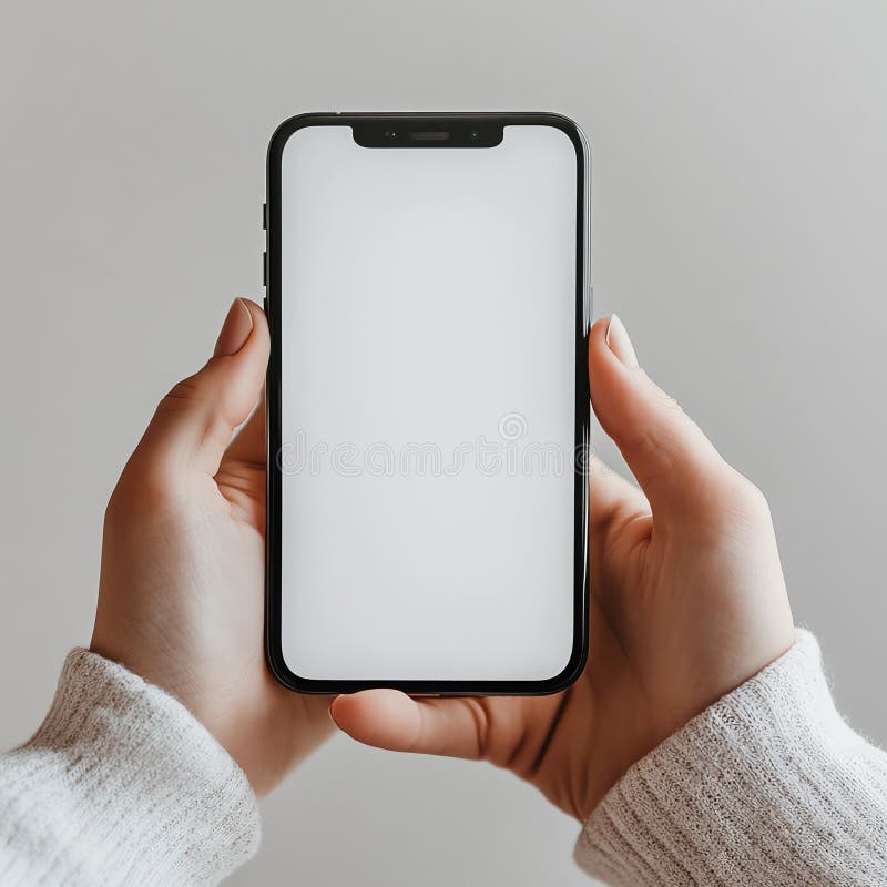 Hands Holding Smartphone Mockup Illustration Stock Image - Image of ...