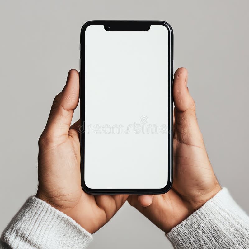 Hands Holding Smartphone Mockup Illustration Stock Image - Image of ...