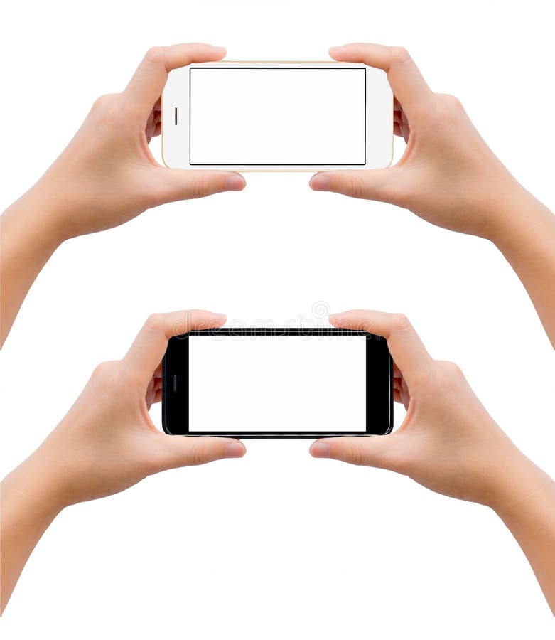 Hands Holding Smartphone in Take Photo Gesture Stock Image - Image of ...