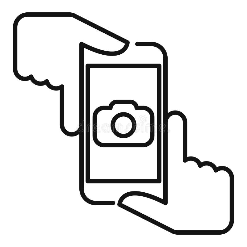 Hands Holding Smartphone Taking Photo Camera Icon Stock Vector ...