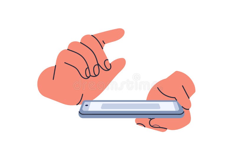 Hands Holding Smartphone. Using Mobile Phone, Clicking on Touch Screen ...