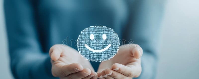 Hands holding a smile icon stock image. Image of icon - 364087897