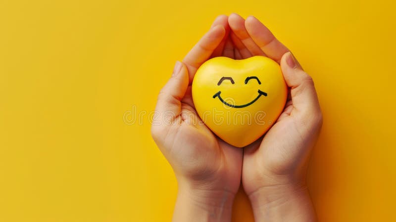Hands Holding a Smiley Heart.AI Generated Image Stock Image - Image of ...