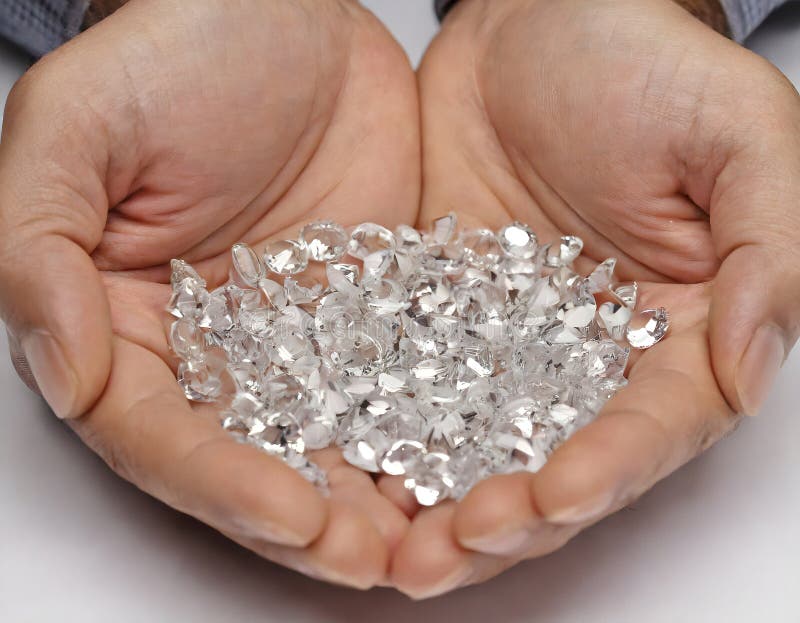 Hands Holding Sparkling Diamonds Stock Photo - Image of rare, gemstones ...
