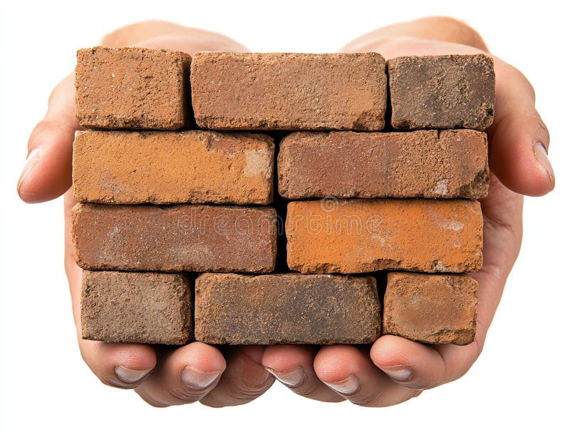 Hands Holding a Stack of Bricks, Symbolizing Construction and ...