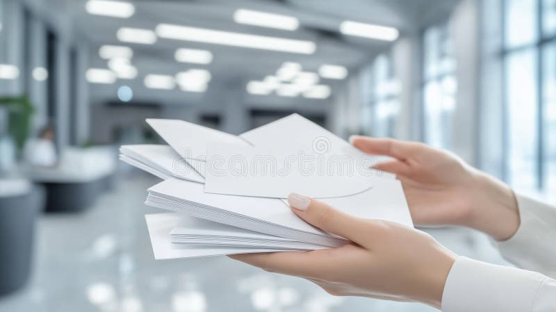 Hands Holding a Stack of Envelopes, Symbolizing Communication and ...