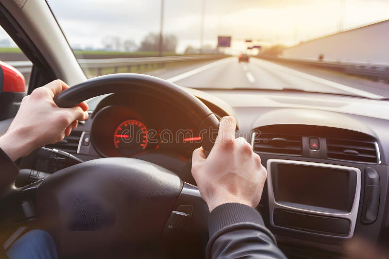 Hands Holding on Steering Wheel while Driving Stock Illustration ...