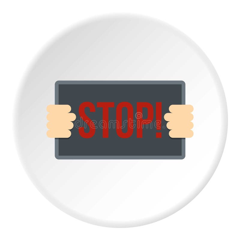 Hands Holding Stop Placard Icon Circle Stock Vector - Illustration of ...