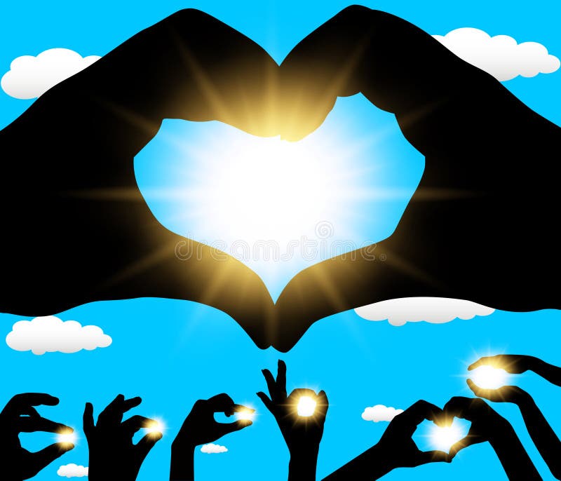Hands holding sun in hands stock vector. Illustration of grunge - 68666645