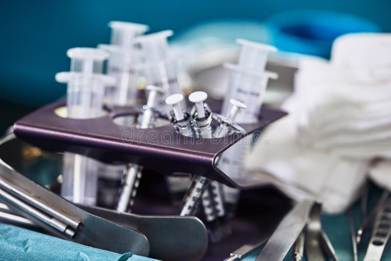 Hands Holding Syringe and Transfer Fat with Nano Fat Transfer Tool in ...