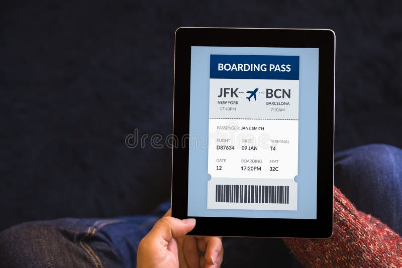 Boarding Pass Concept on Modern Laptop Computer Screen Stock Photo ...