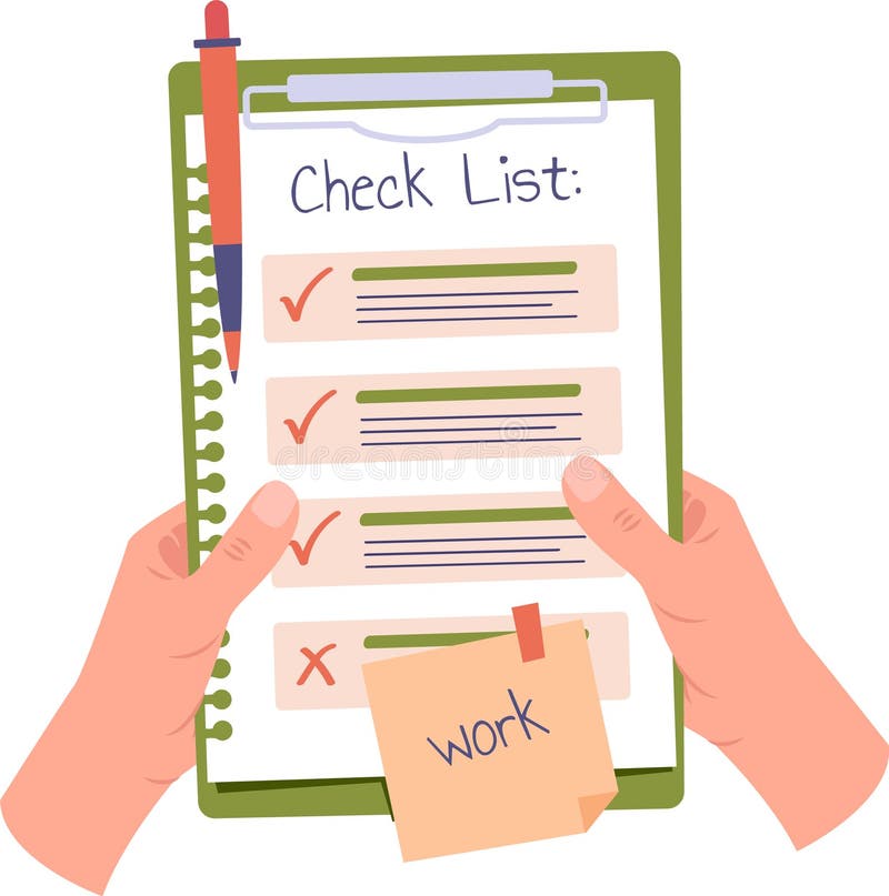 Hands Holding Tablet with Checklist Stock Vector - Illustration of ...