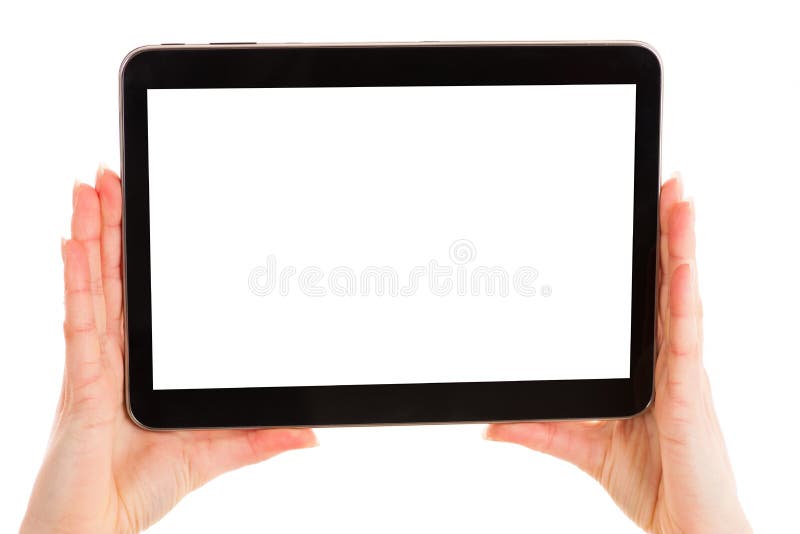 Hands Holding Tablet with Copy Space for Additional Text Message Stock ...