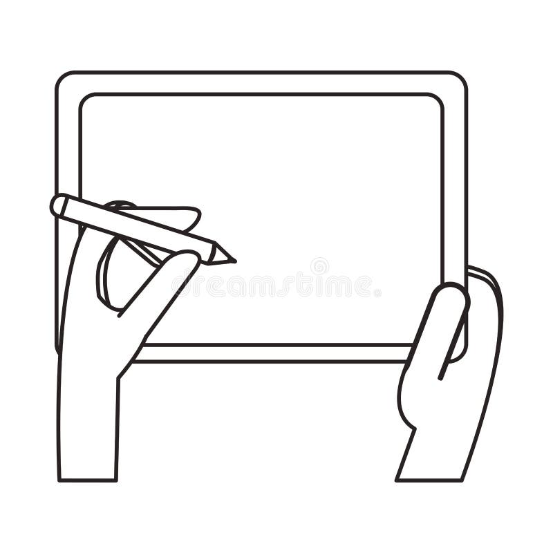 Hands Holding Tablet Design Stock Vector - Illustration of technology ...