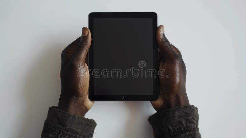 Hands Holding a Tablet Device.AI Generated Image Stock Photo - Image of ...
