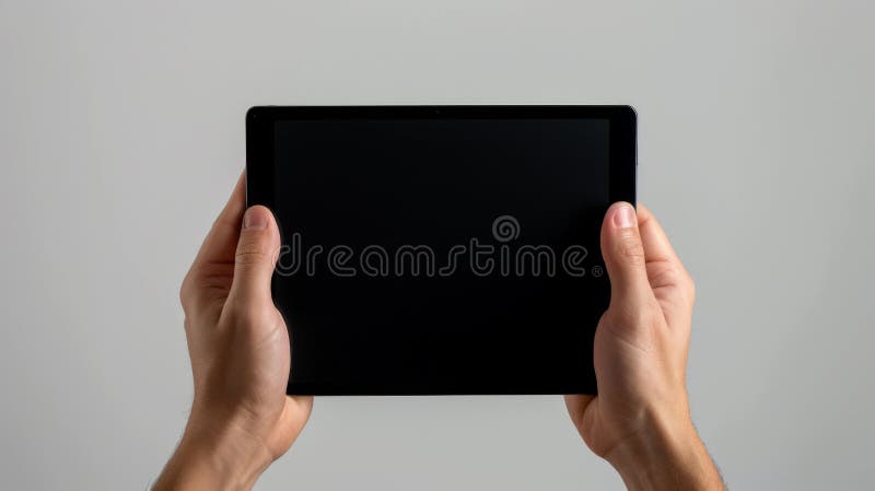Hands Holding a Tablet Device.AI Generated Image Stock Image - Image of ...