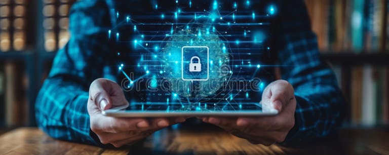 Hands Holding Tablet Displaying Privacy Laws Stock Illustration ...