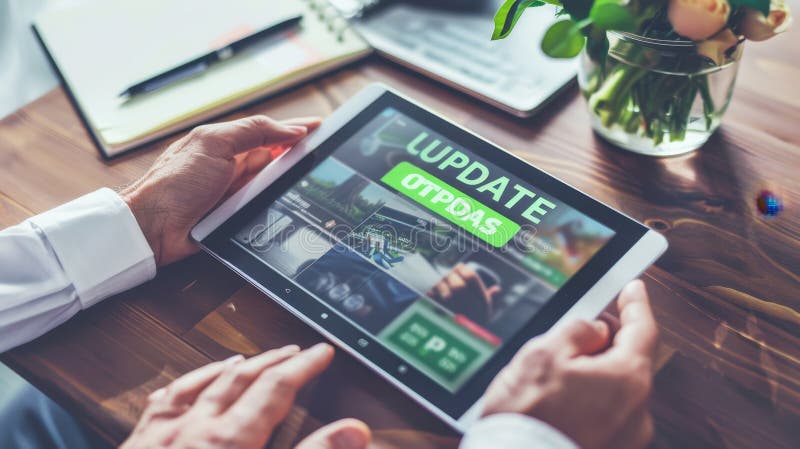 The Tablet with Software Update. AI Generated Stock Image - Image of ...