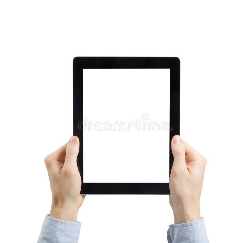 Hands holding the tablet stock photo. Image of device - 260763456