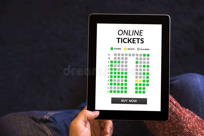 Hands Holding Tablet with Online Tickets Concept on Screen Stock Image ...