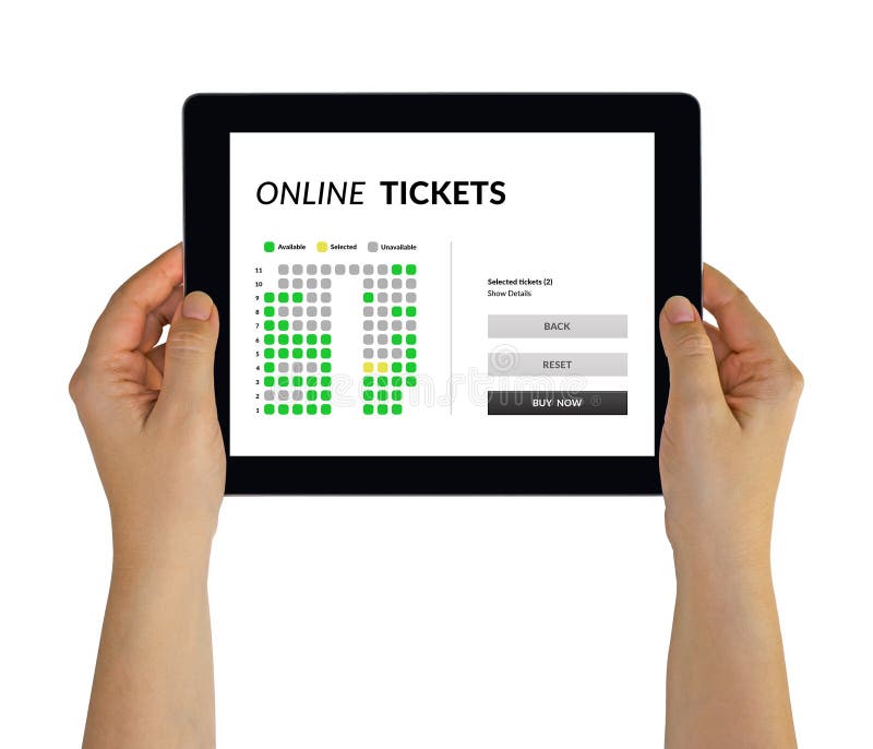 Hands Holding Tablet with Online Tickets Concept on Screen Stock Image ...