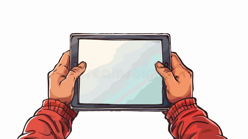 Creative Hands Holding Tablet PC - Cartoon Illustration for Digital ...